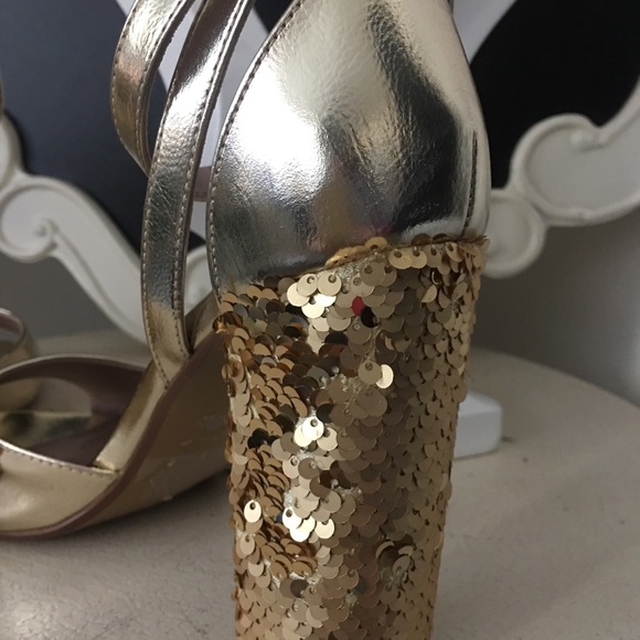 Betsey Johnson | Shoes | Betsey Johnsonfabulous Gold Sequin Heel | Poshmark